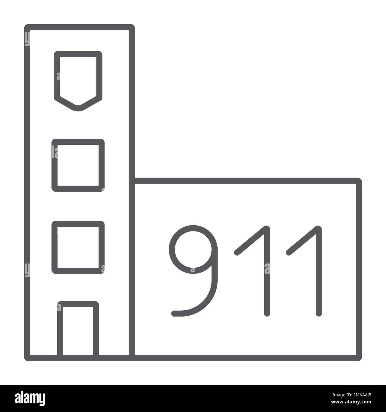 Fire department thin line icon, building and office, fire station sign ...