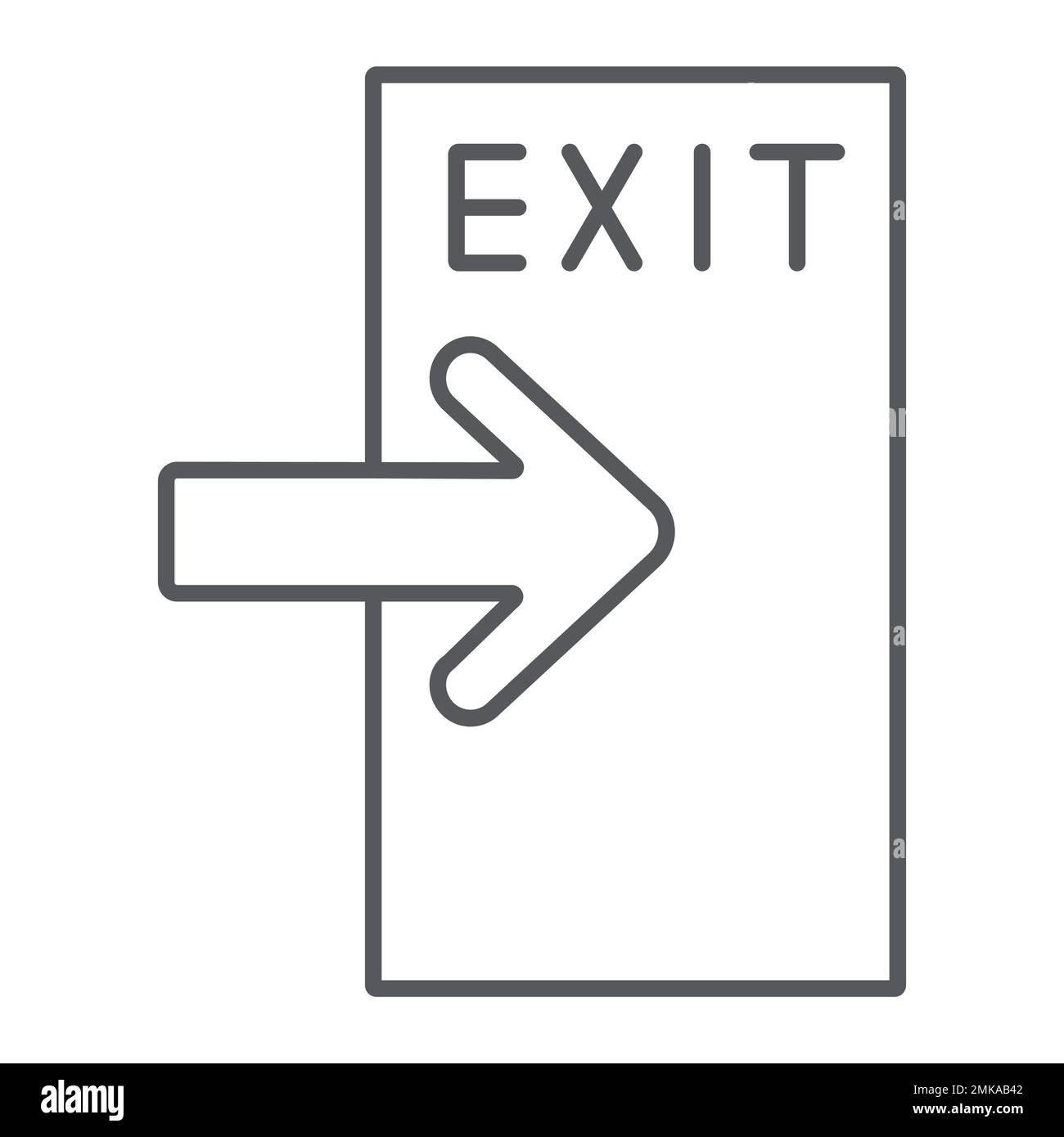 Exit thin line icon, evacuate and emergency, output sign, vector ...