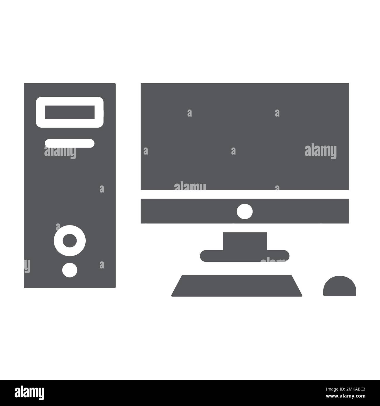 Computer glyph icon, desktop and monitor, pc sign, vector graphics, a solid pattern on a white ...