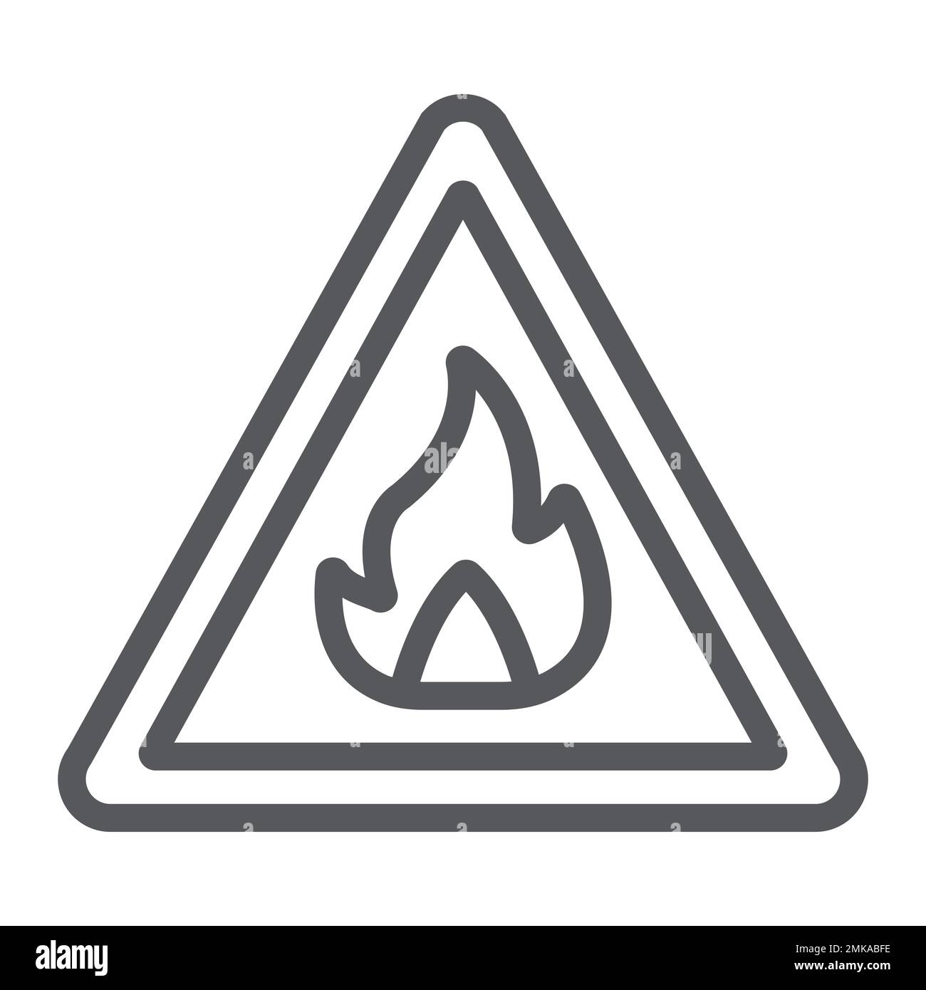 Flammable sign line icon, warning and attention, fire symbol sign ...