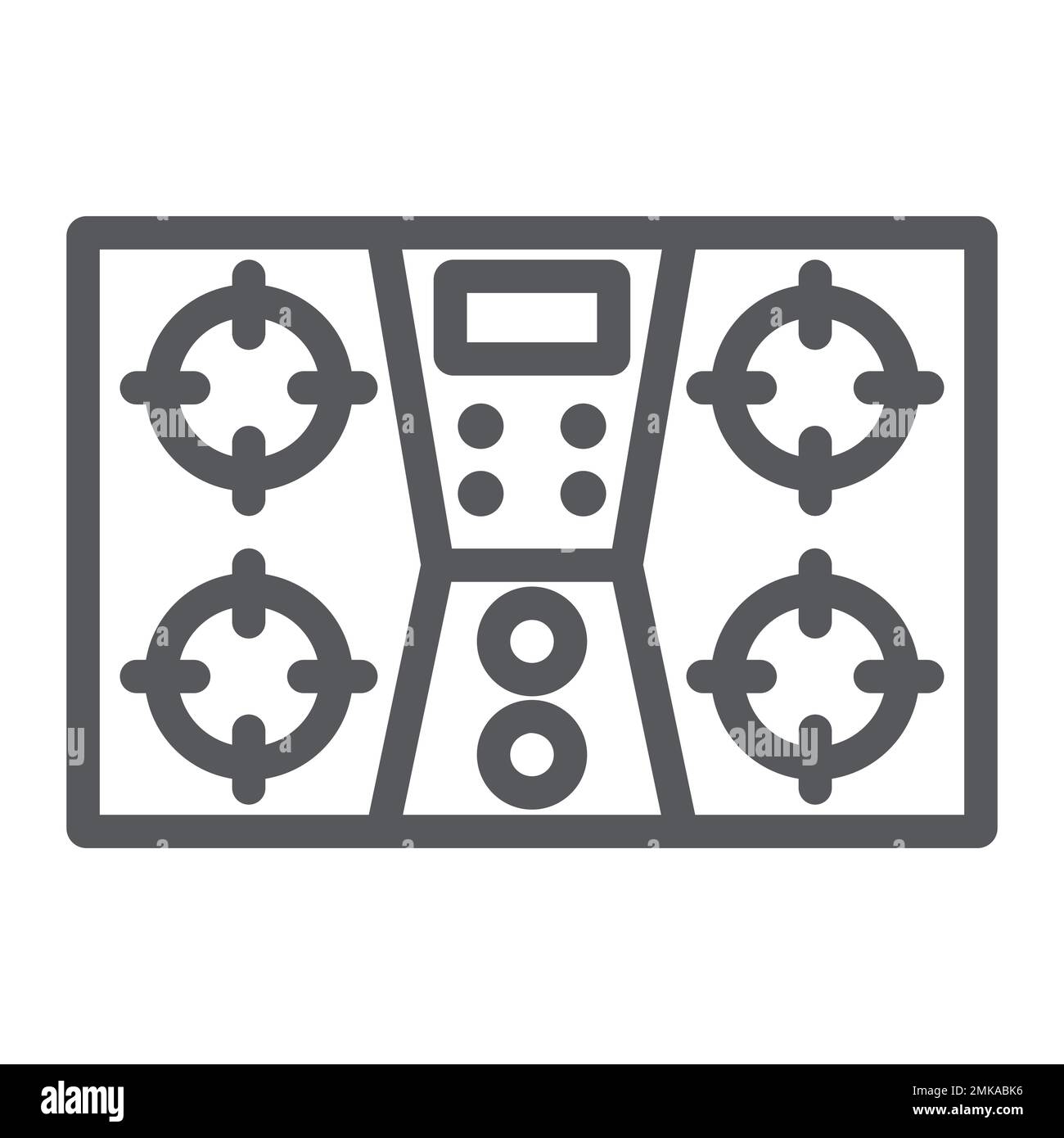 Gas stove line icon, kitchen and cooking, cooker sign, vector graphics ...