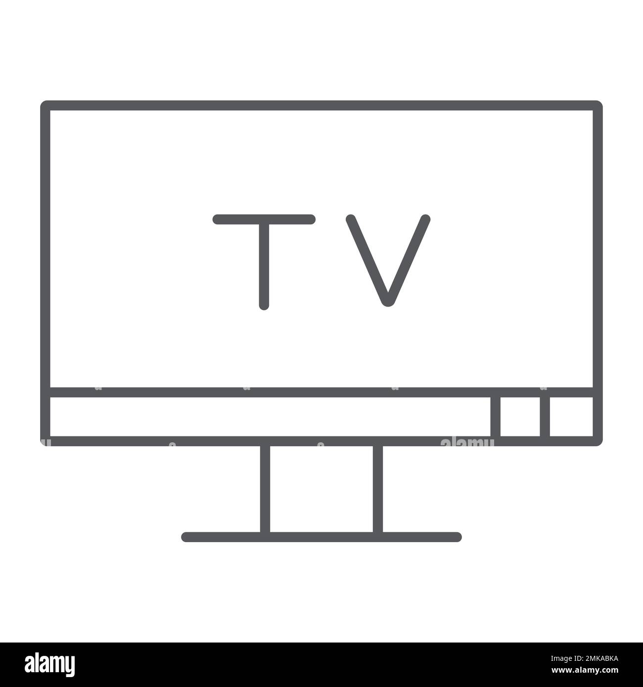 TV thin line icon, screen and display, television sign, vector graphics ...