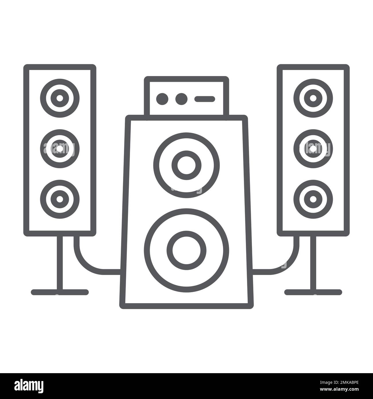 Speaker system thin line icon, audio and loudspeaker, music system sign, vector graphics, a ...