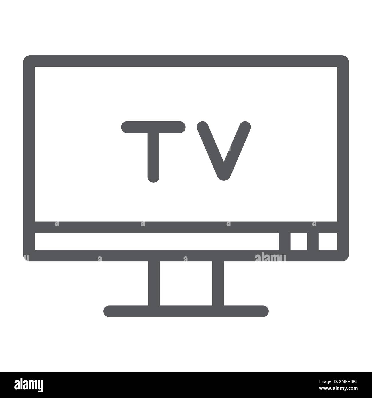TV line icon, screen and display, television sign, vector graphics, a ...