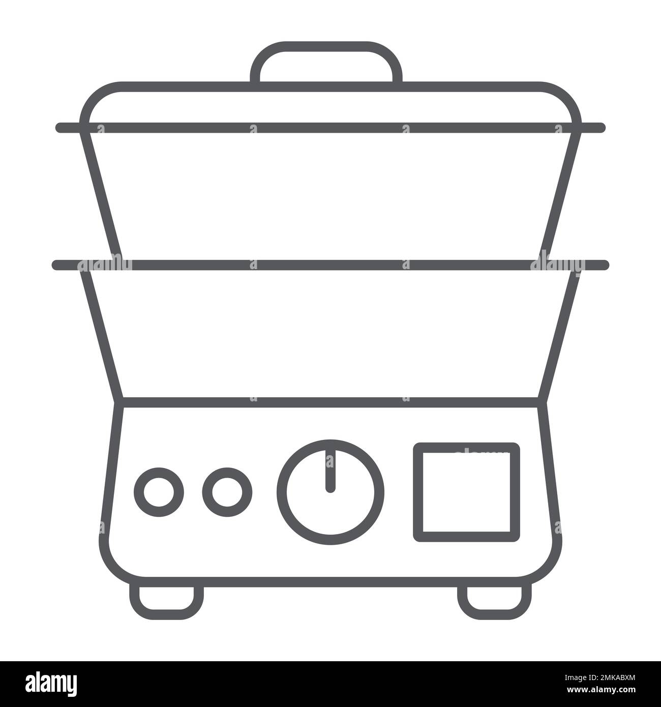Double boiler thin line icon, kitchen and appliances, cooker sign ...