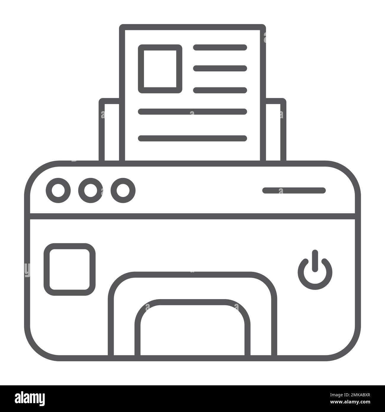 Printer thin line icon, device and print, fax sign, vector graphics, a ...