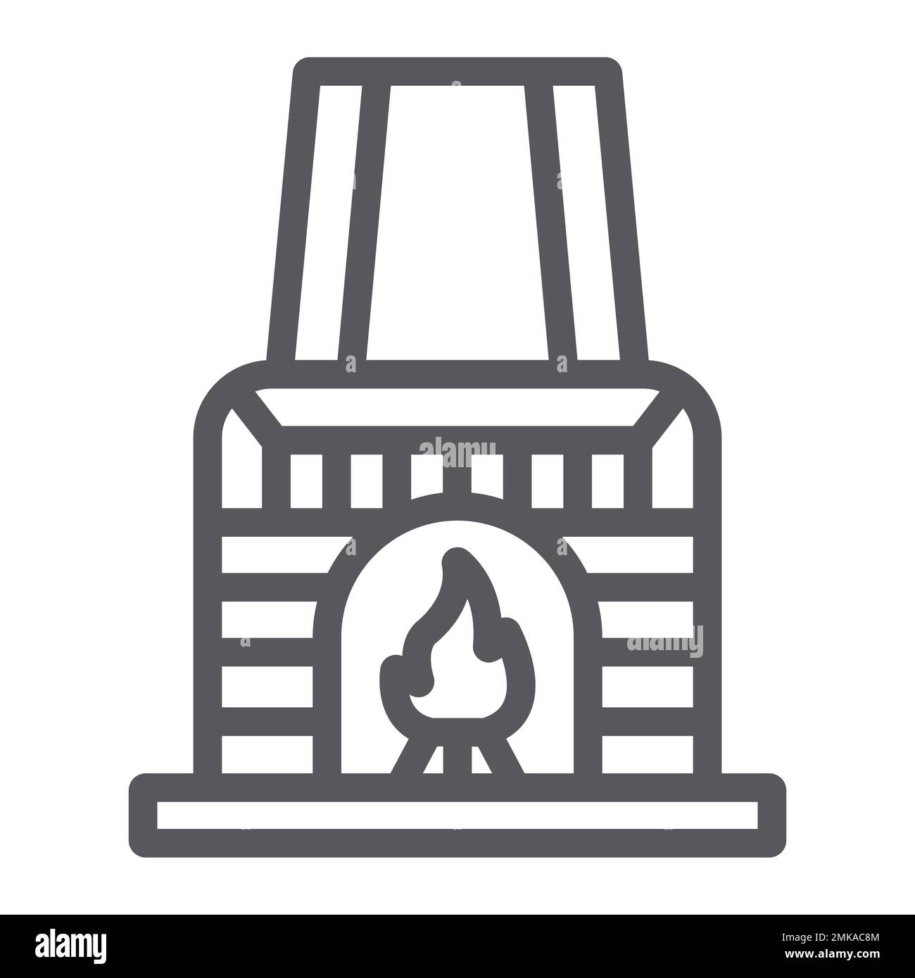 Fireplace line icon, interior and home, burning fireplace sign, vector ...