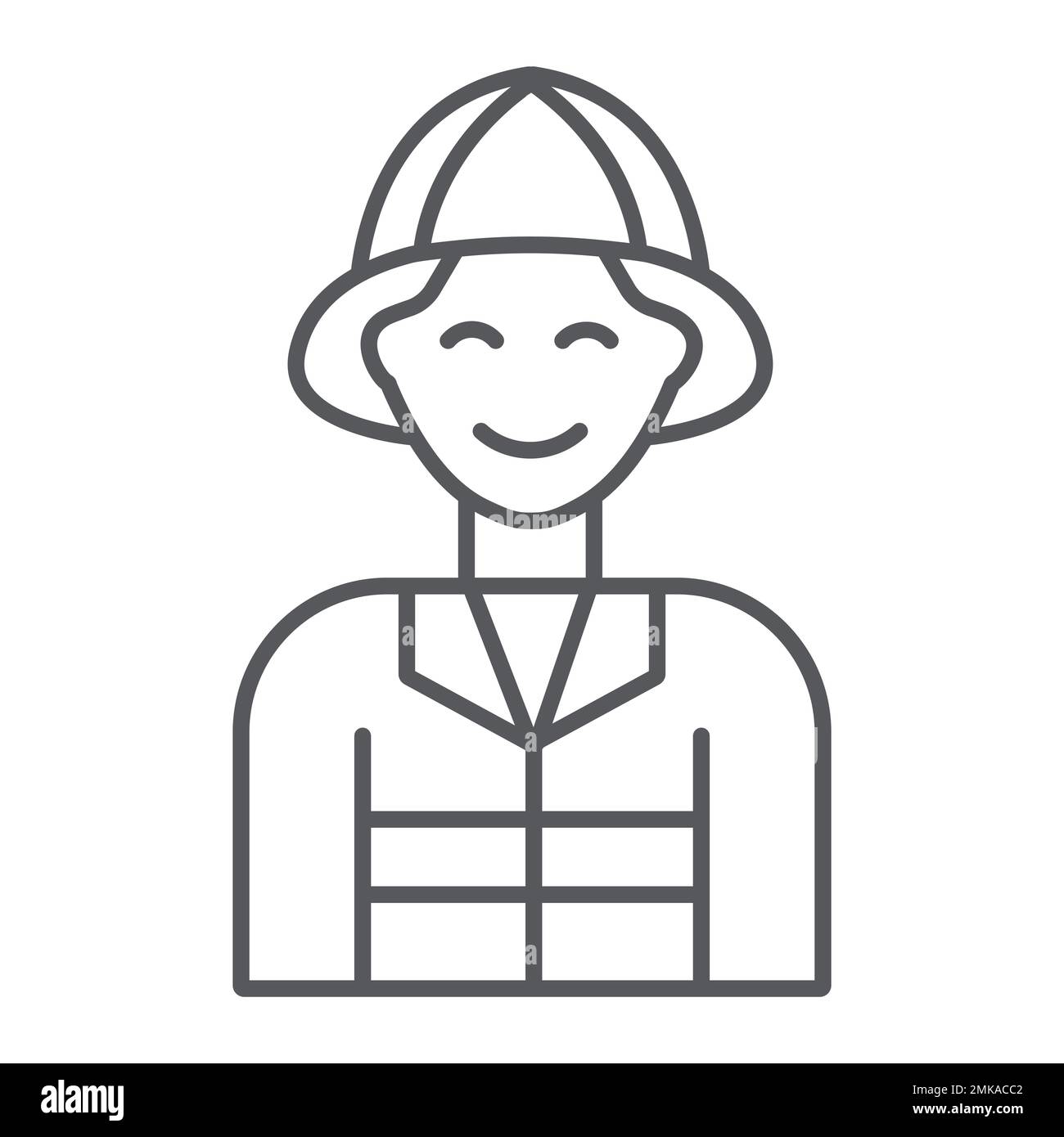 Firefighter thin line icon, fire and person, fireman sign, vector ...