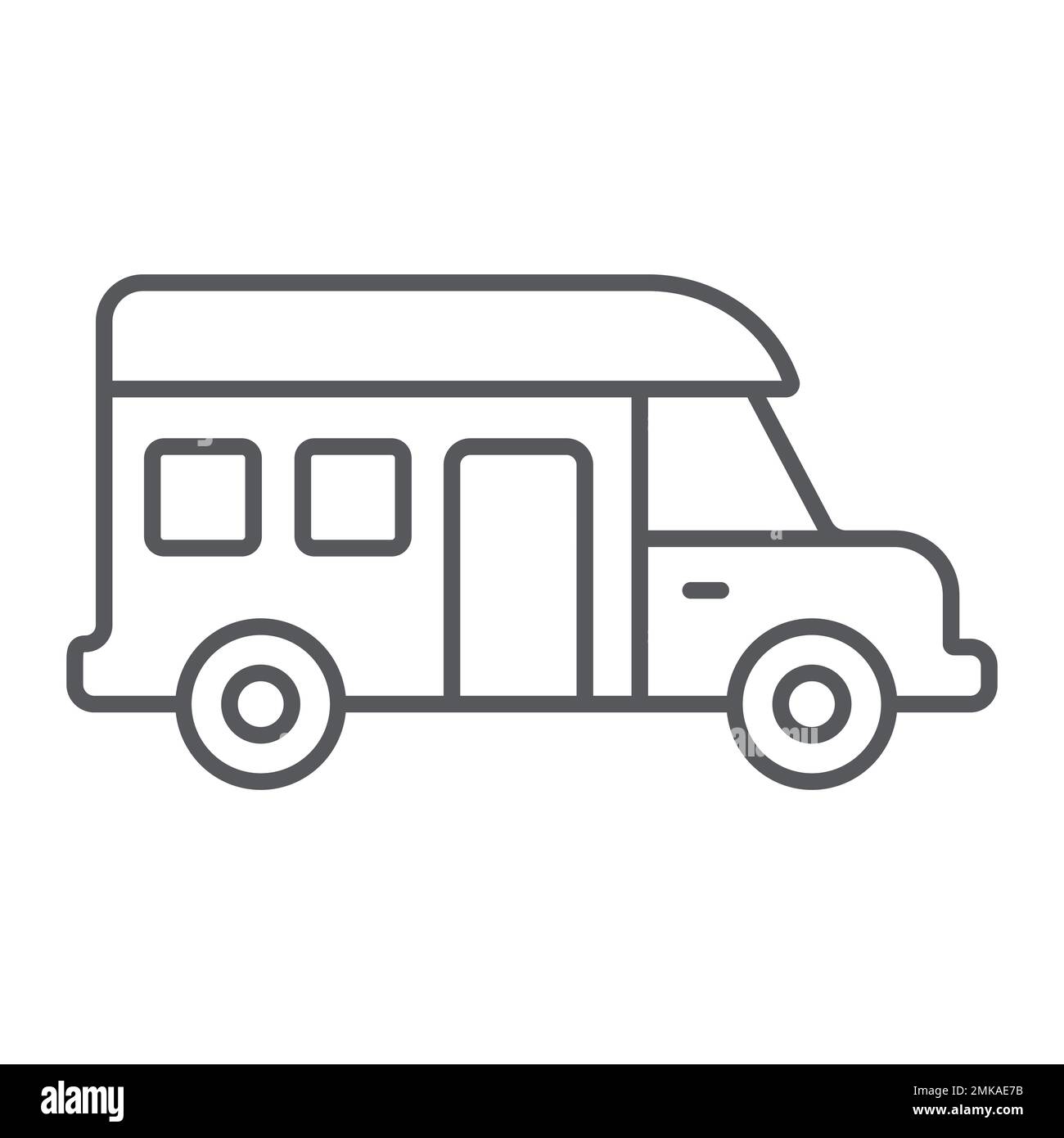 Motorhome thin line icon, transportation and auto, trailer sign, vector ...