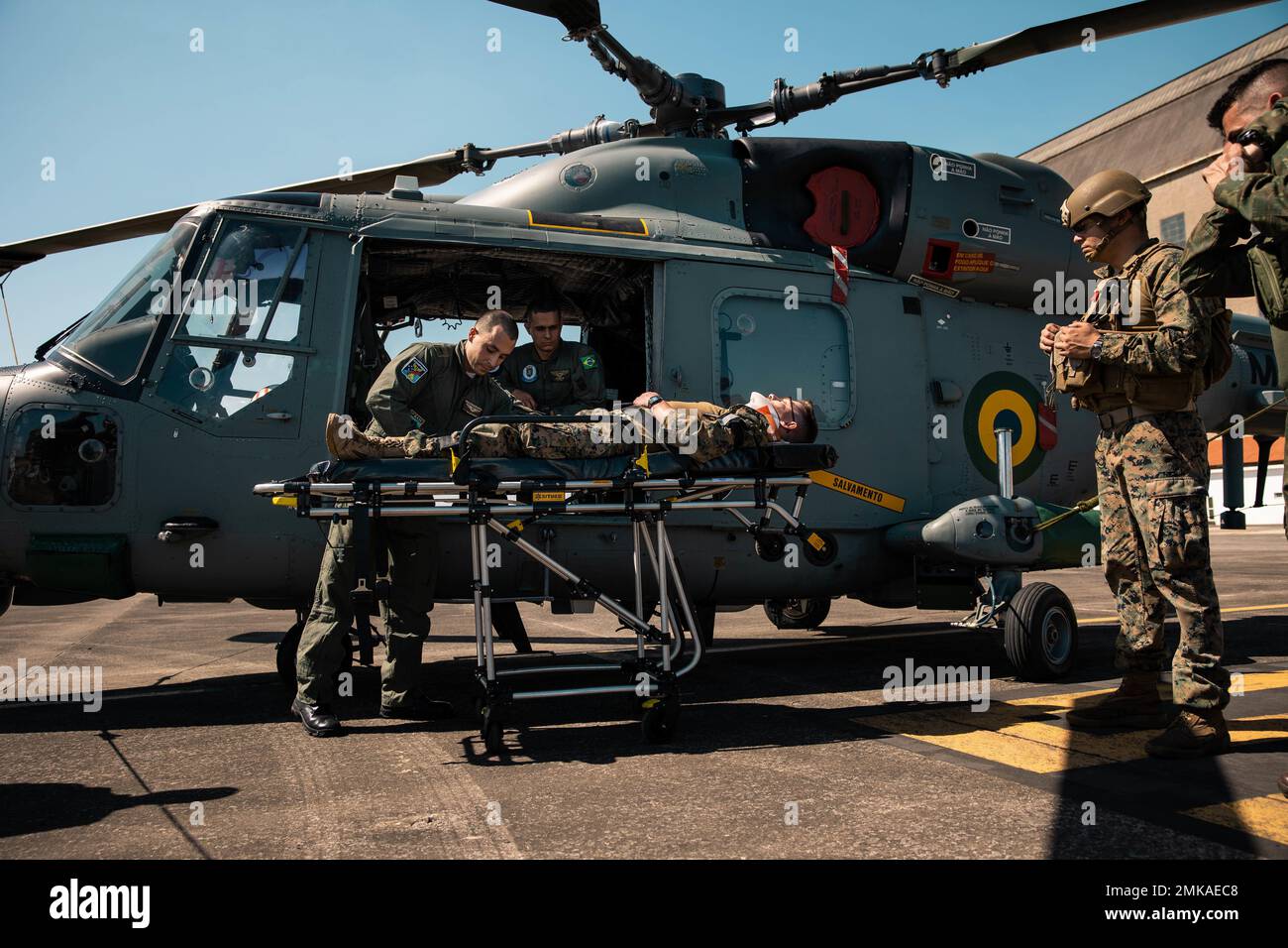 A U.S. Marine with 4th Air Naval Gunfire Liaison Company, Marine Forces ...