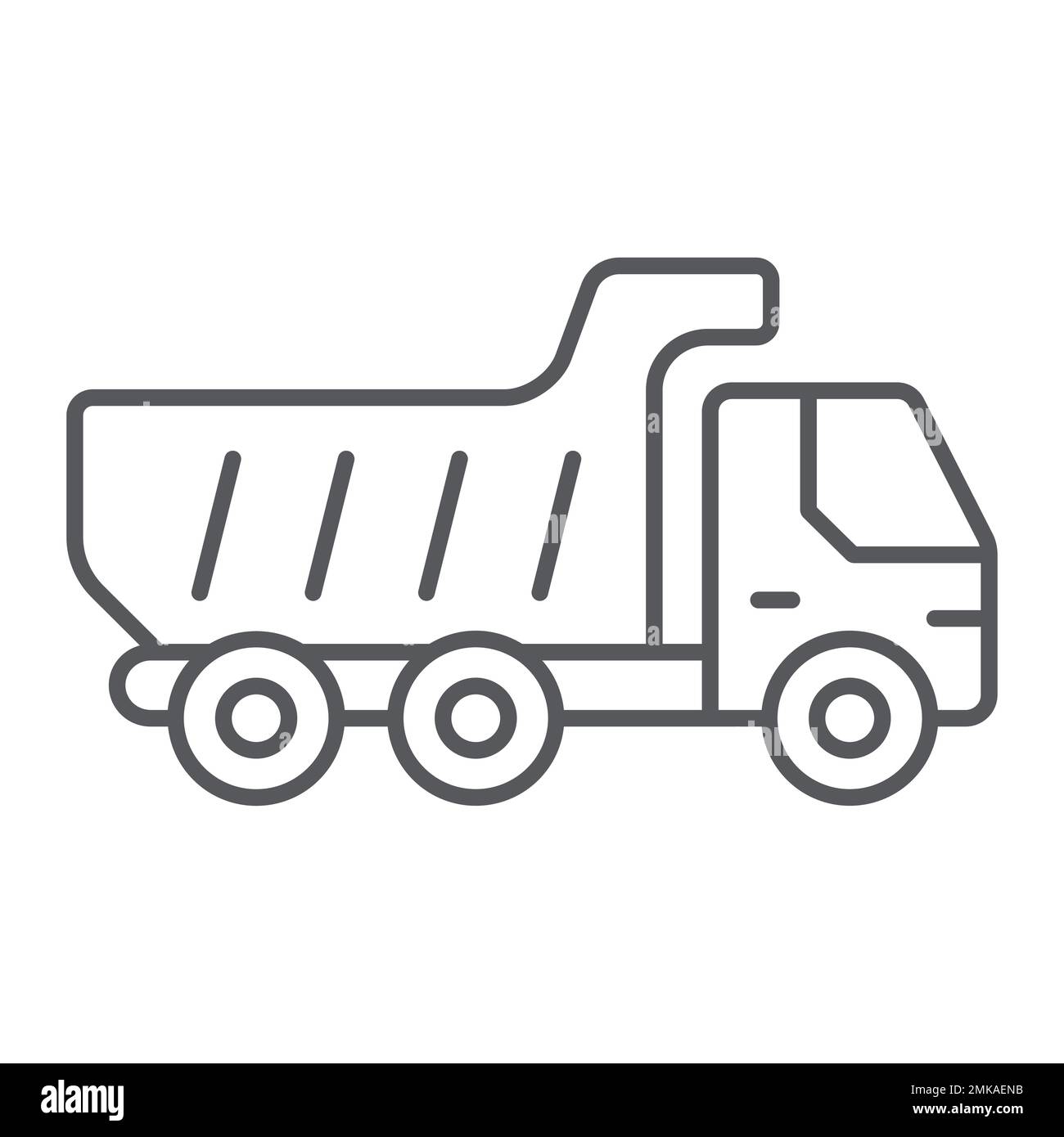 Dump truck thin line icon, transport and automobile, tipper truck sign ...