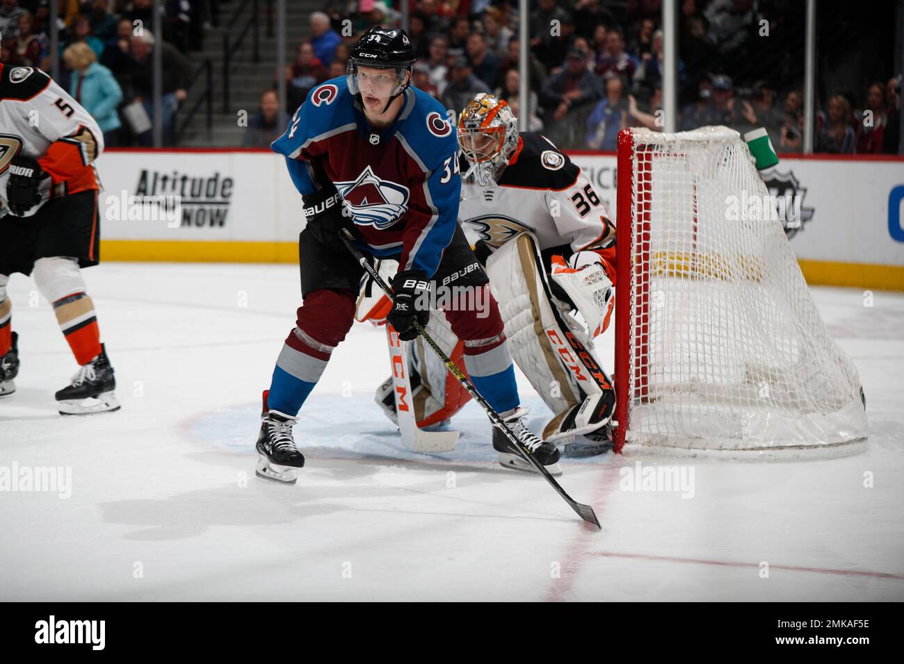 Colorado Avalanche center Carl Soderberg (34) and Anaheim Ducks ...