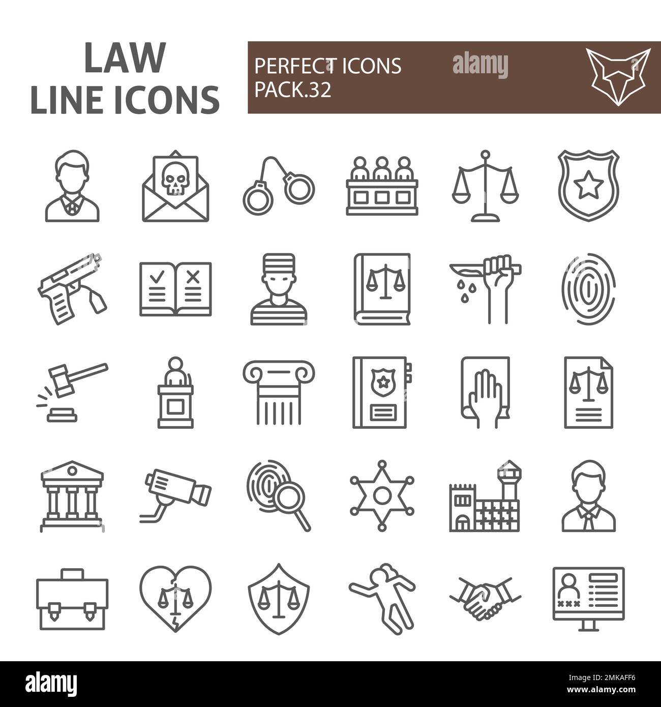 Law line icon set, justice symbols collection, vector sketches, logo ...