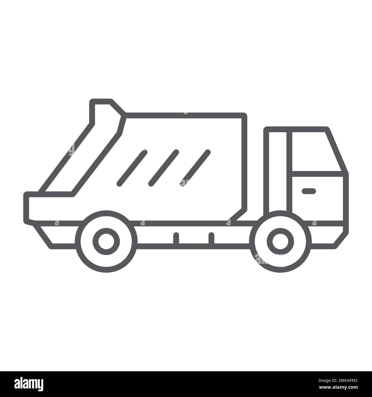 Garbage truck thin line icon, transportation and auto, waste lorry sign ...