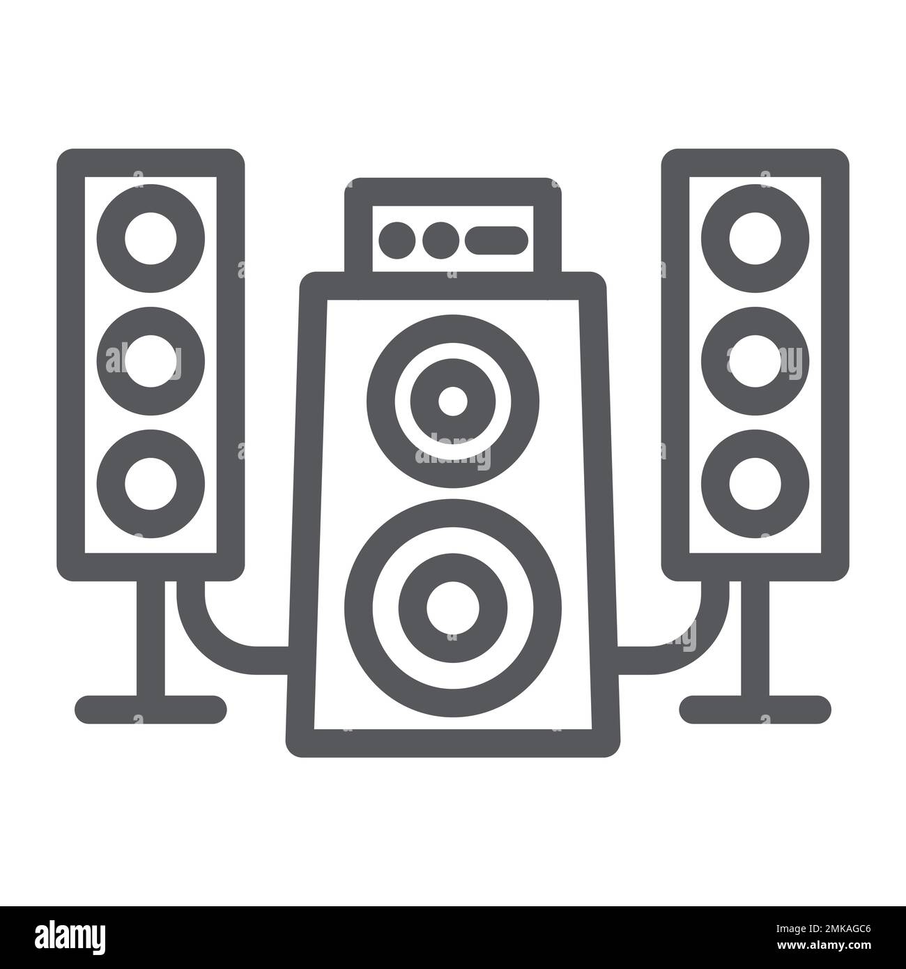 Speaker system line icon, audio and loudspeaker, music system sign ...