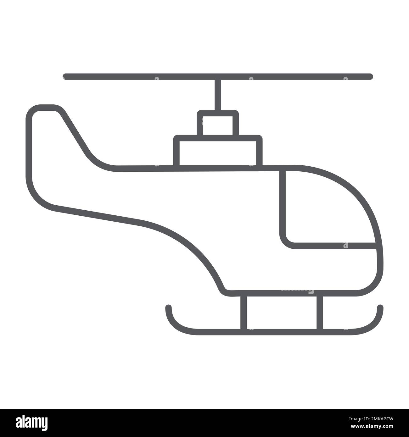 Helicopter thin line icon, transportation and travel, chopper sign ...