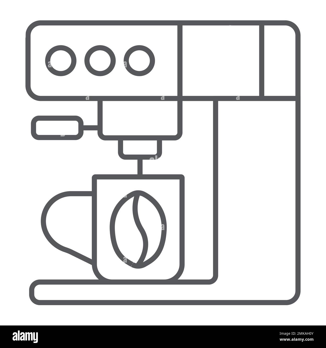 Coffee machine thin line icon, household and kitchen, coffee maker sign ...