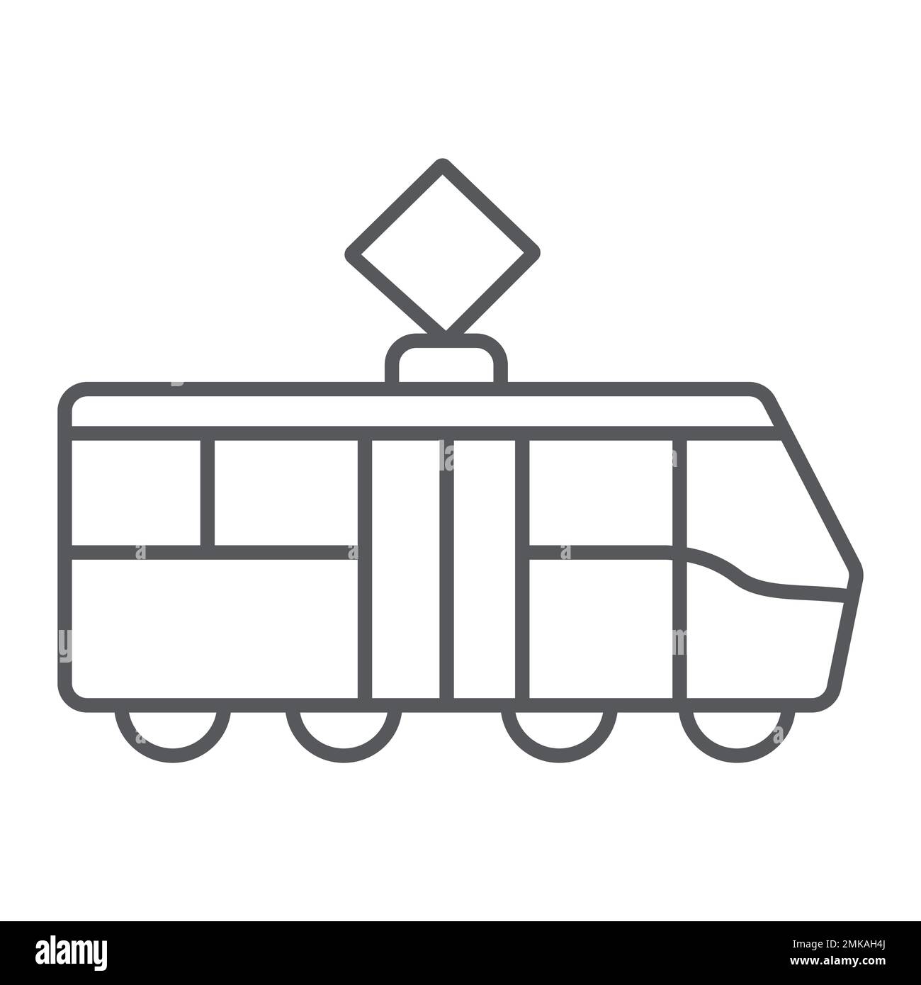 Tram thin line icon, transportation and railway, city tram sign, vector ...