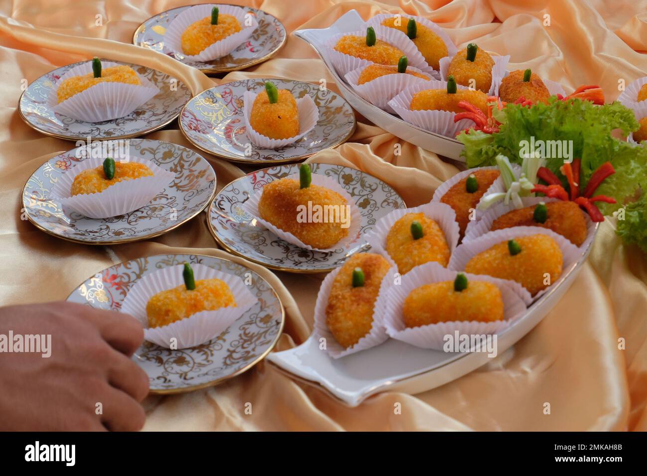 Kroket kentang is a traditional snack from Indonesia. served in wooden ...