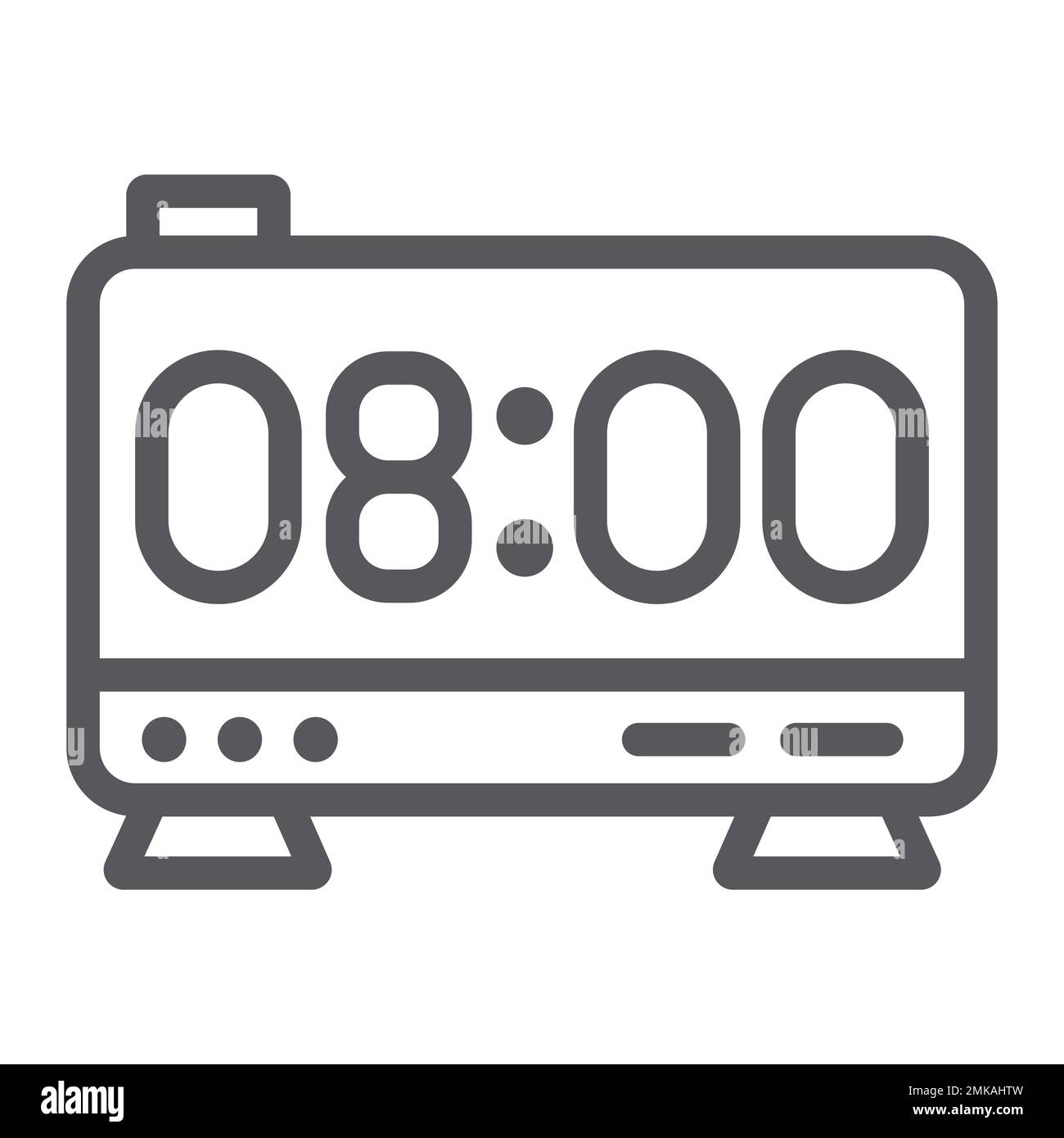 Electronic alarm clock line icon, digital and hour, clock display sign ...