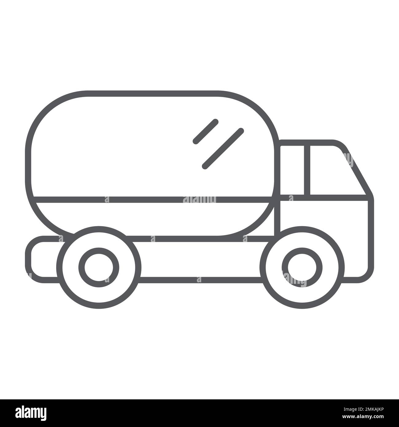Truck thin line icon, transport and automobile, van sign, vector graphics, a linear pattern on a ...