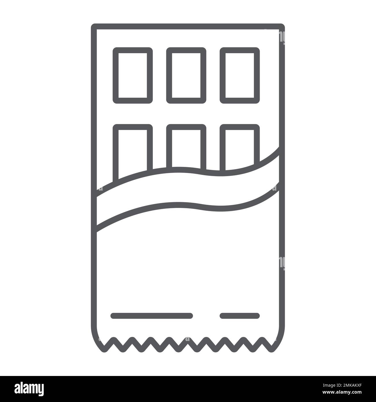 Chocolate thin line icon, food and sweet, wrapped chocolate sign ...