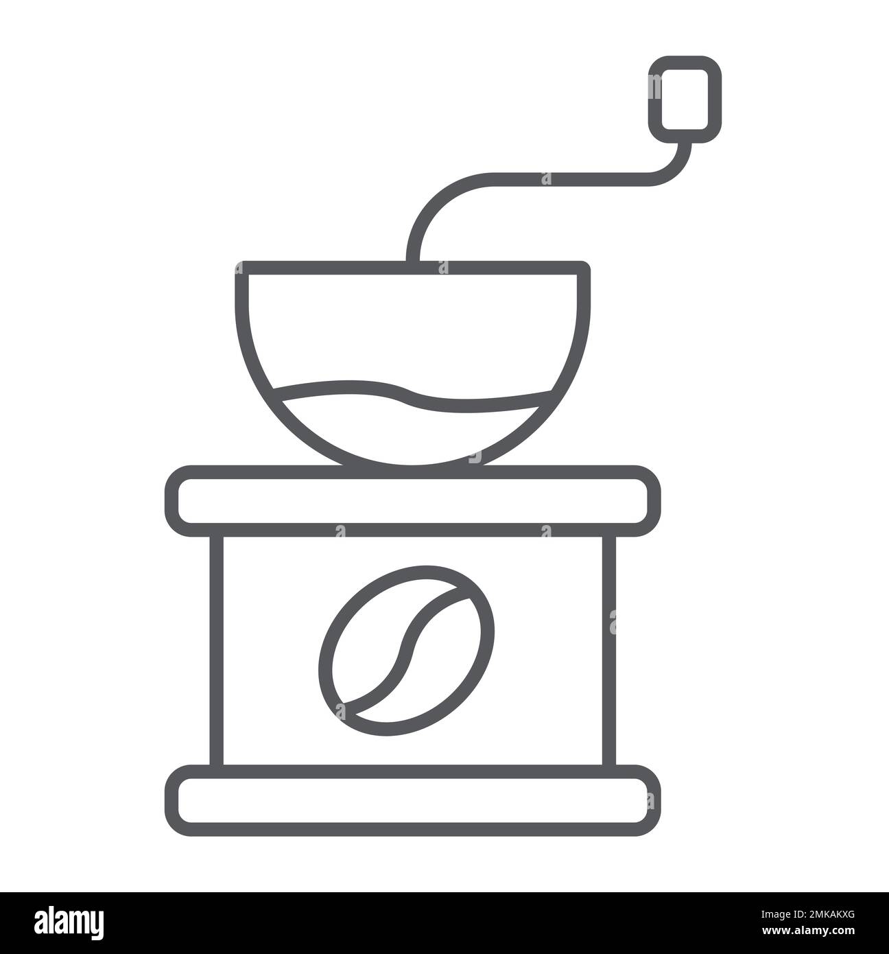 Coffee grinder thin line icon, drink and equipment, coffe milling sign ...