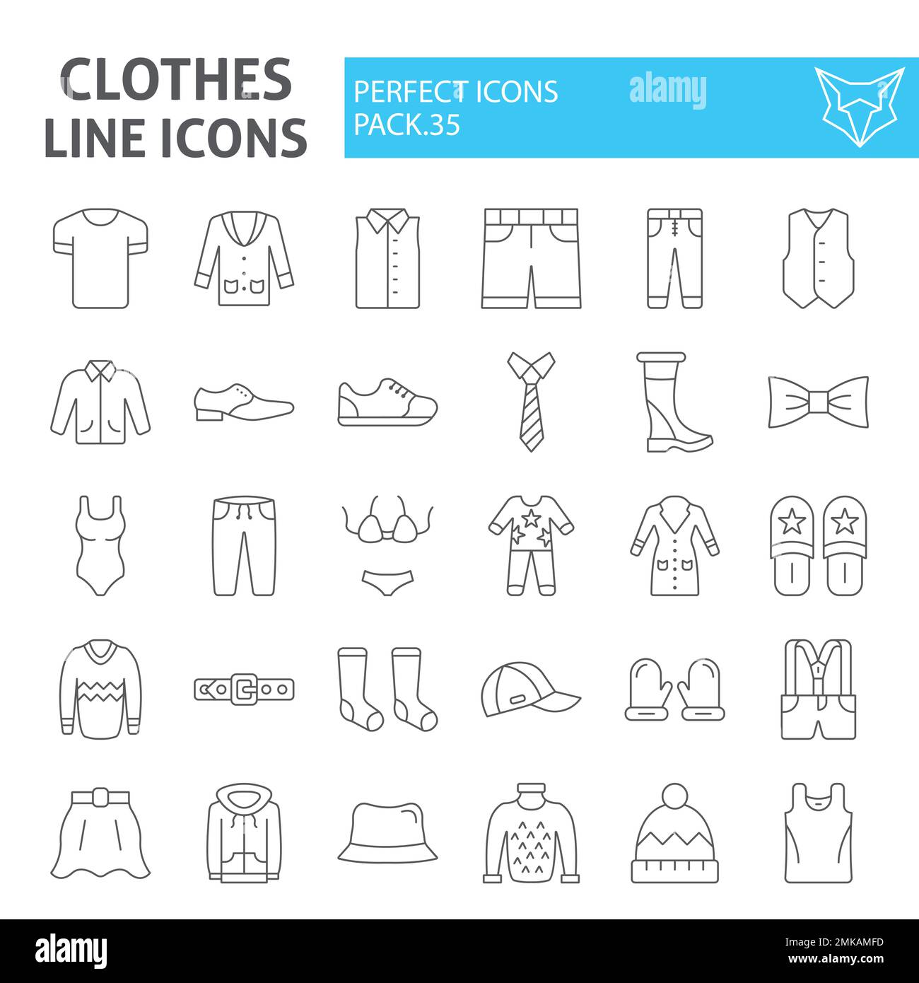Clothes thin line icon set, clothing symbols collection, vector ...