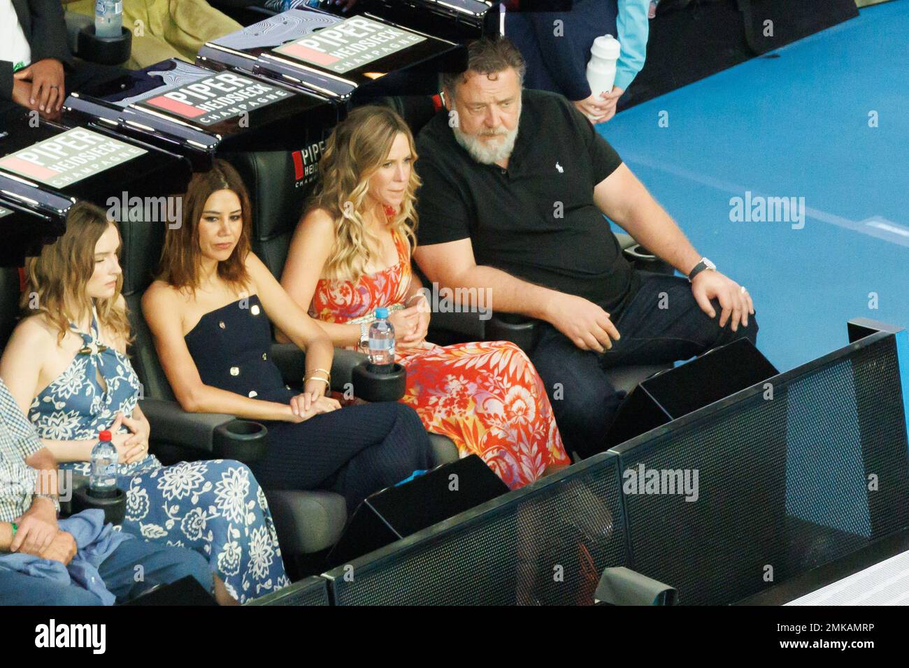 Melbourne, Australia. 28th Jan, 2023. Australian actor Russell Crowe (R ...