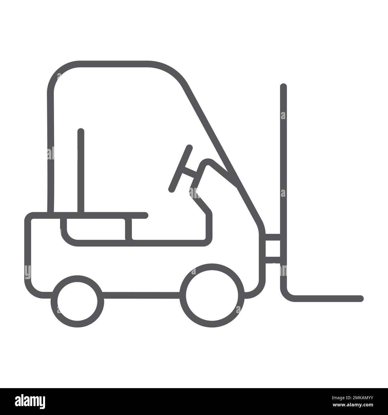 Forklift truck thin line icon, transportation and lift, loader sign ...