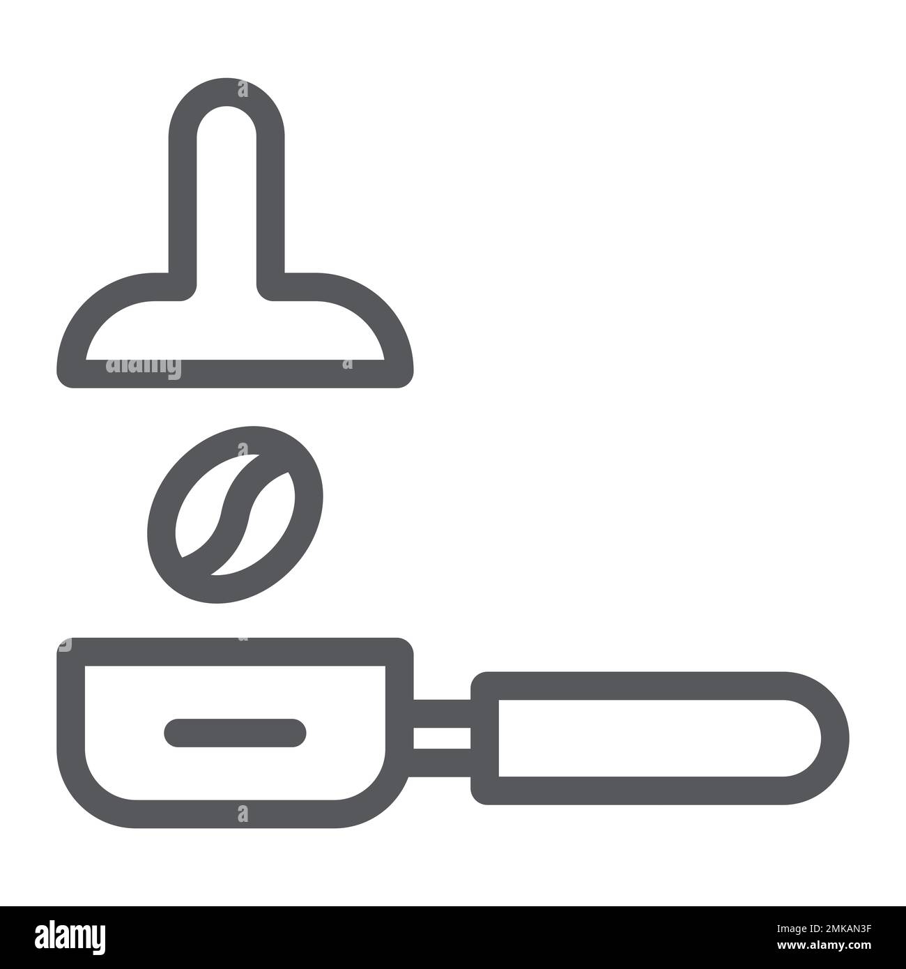 Portafilter line icon, coffee and barista, coffe tamping sign, vector ...