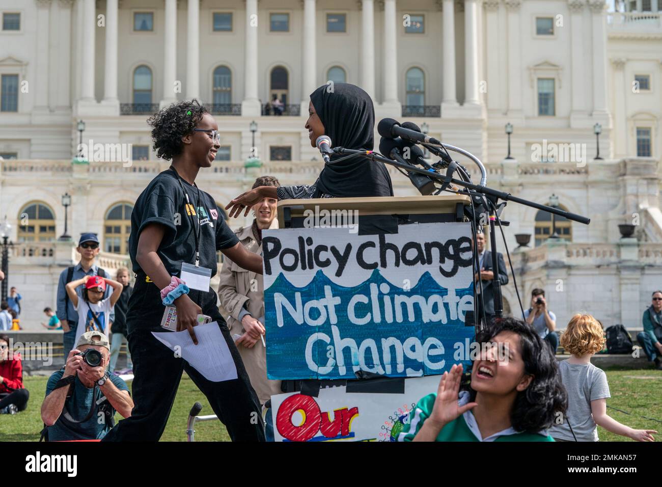 Rep. Ilhan Omar, D-Minn., center, introduces her daughter, 16-year-old ...