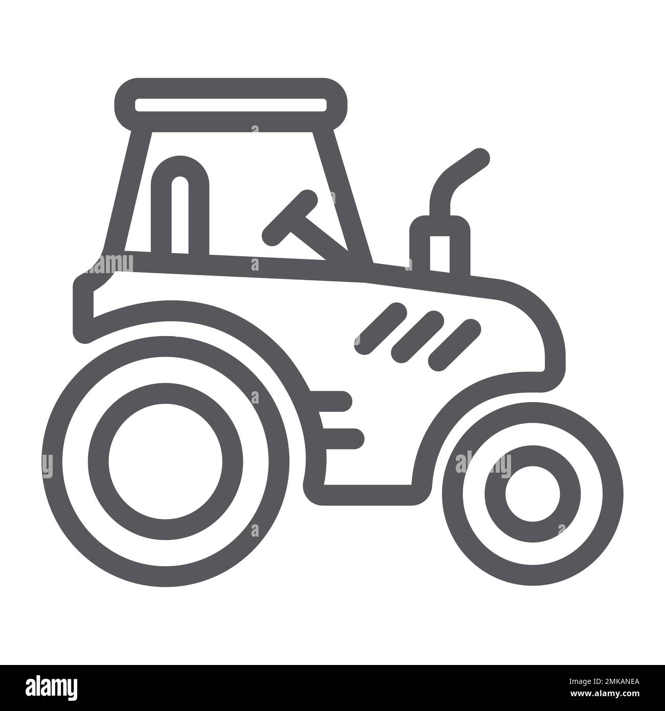 Tractor line icon, transportation and agriculture, harvest machine sign ...