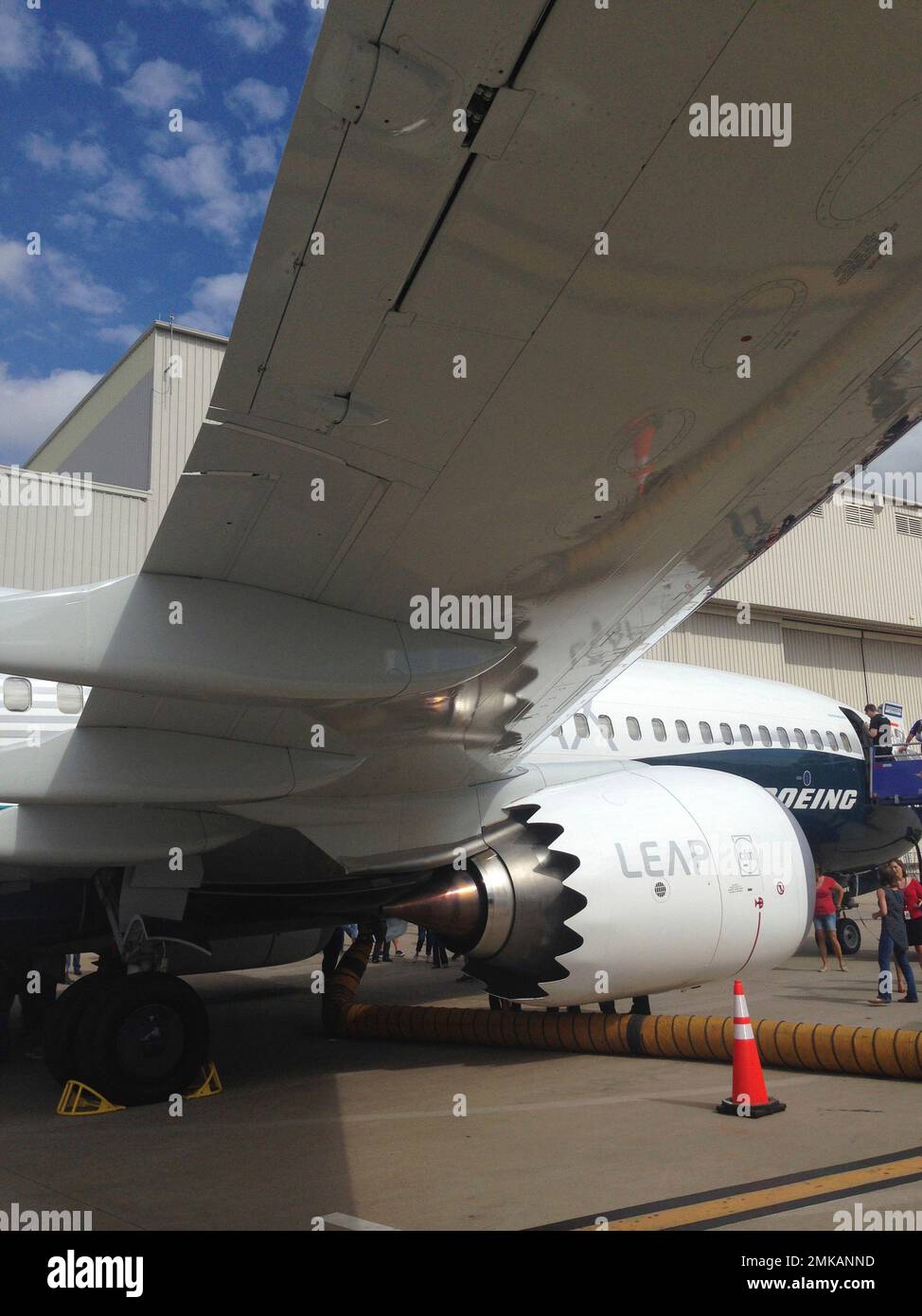 This Sept. 23, 2016, photo shows a Boeing 737 Max 8 engine at Southwest ...