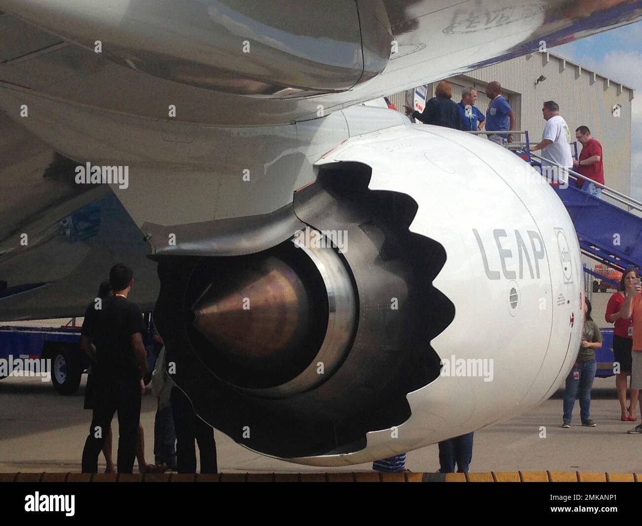 This Sept. 23, 2016, photo shows a Boeing 737 Max 8 engine at Southwest ...