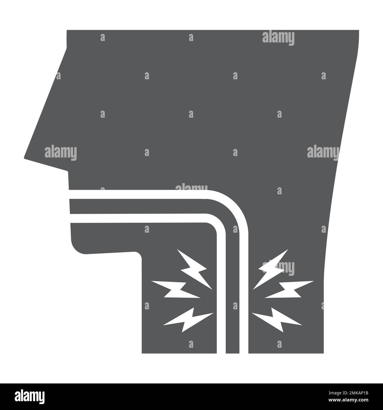 Sore throat glyph icon, body and pain, inflammation sign, vector ...