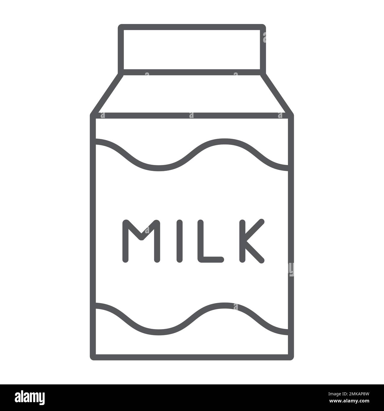 Milk thin line icon, drink and food, milk pack sign, vector graphics, a ...