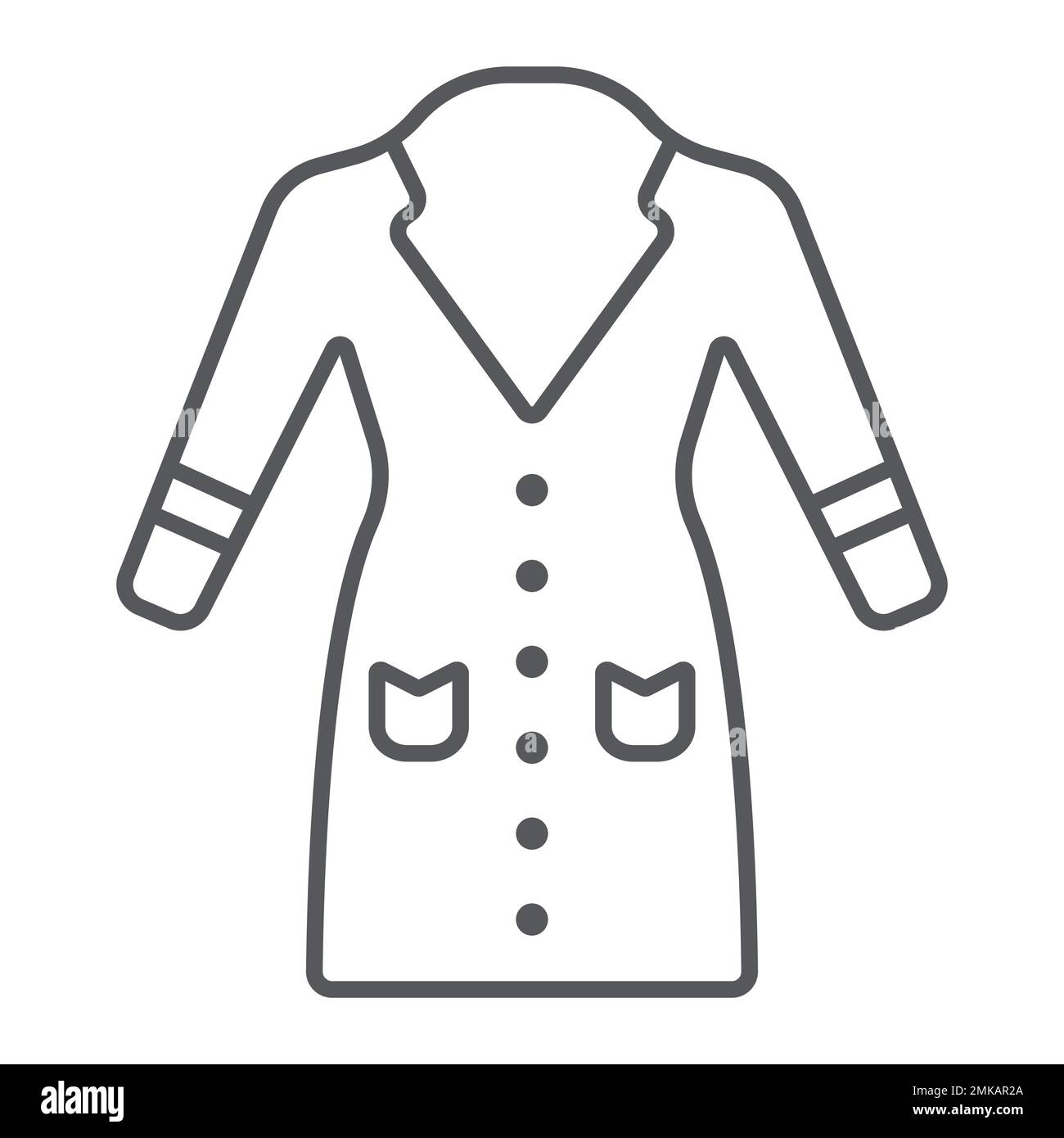 Coat thin line icon, clothes and fashion, warm clothing sign, vector ...
