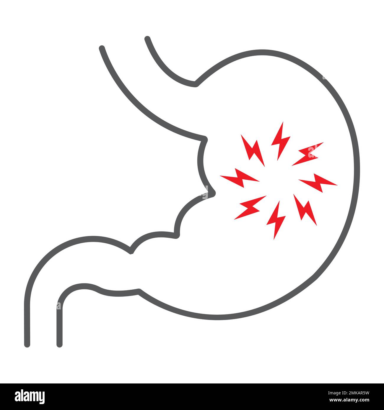 Stomach pain thin line icon, body and sick, abdominal ache sign, vector ...