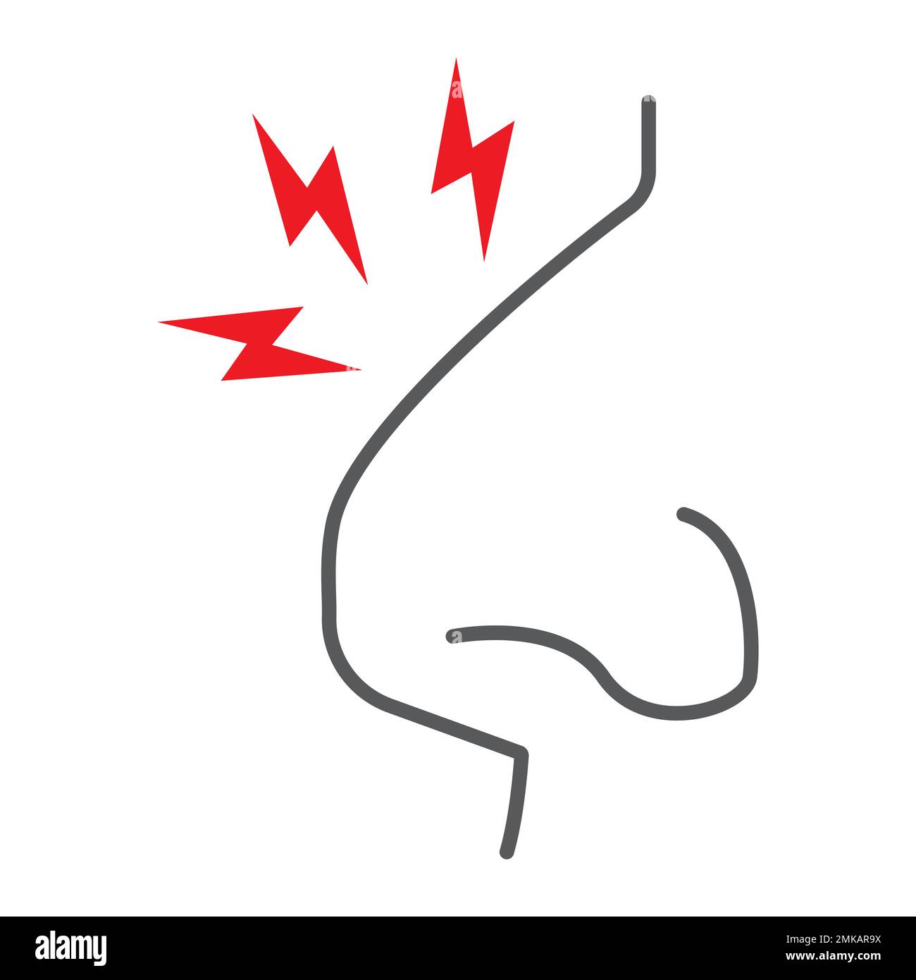 Nose pain thin line icon, body and painful, nose ache sign, vector ...