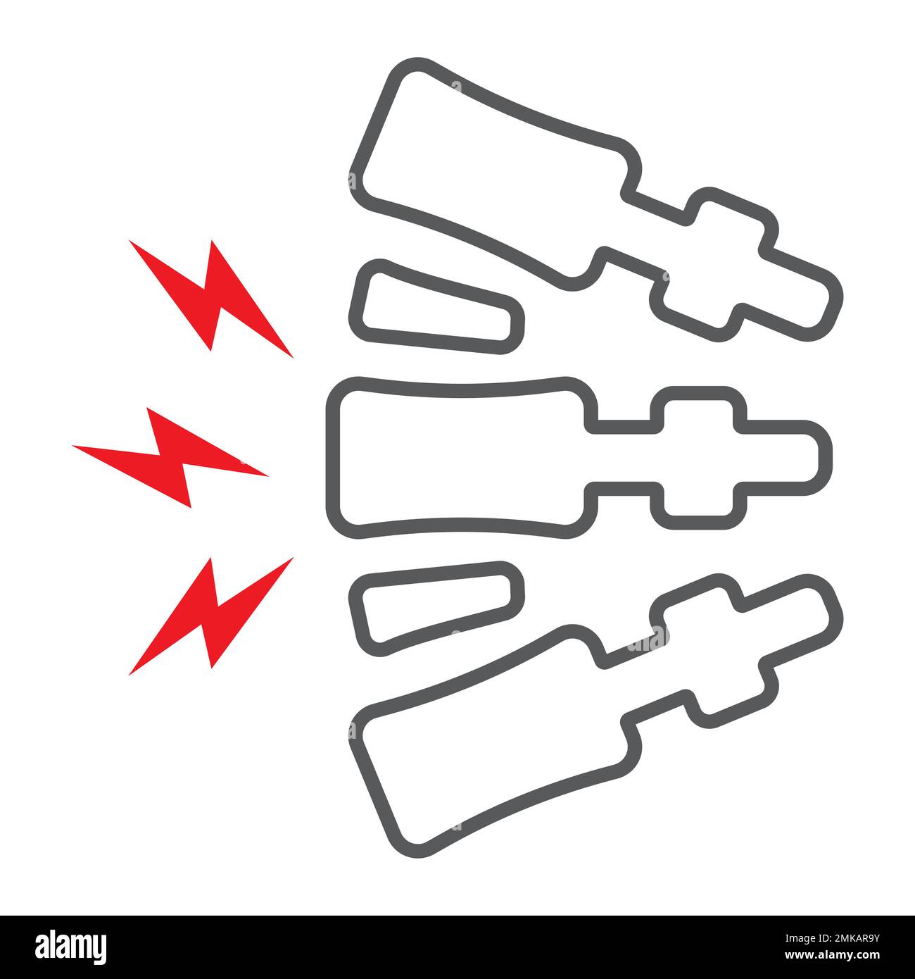 Spine pain thin line icon, body and painful, back ache sign, vector ...