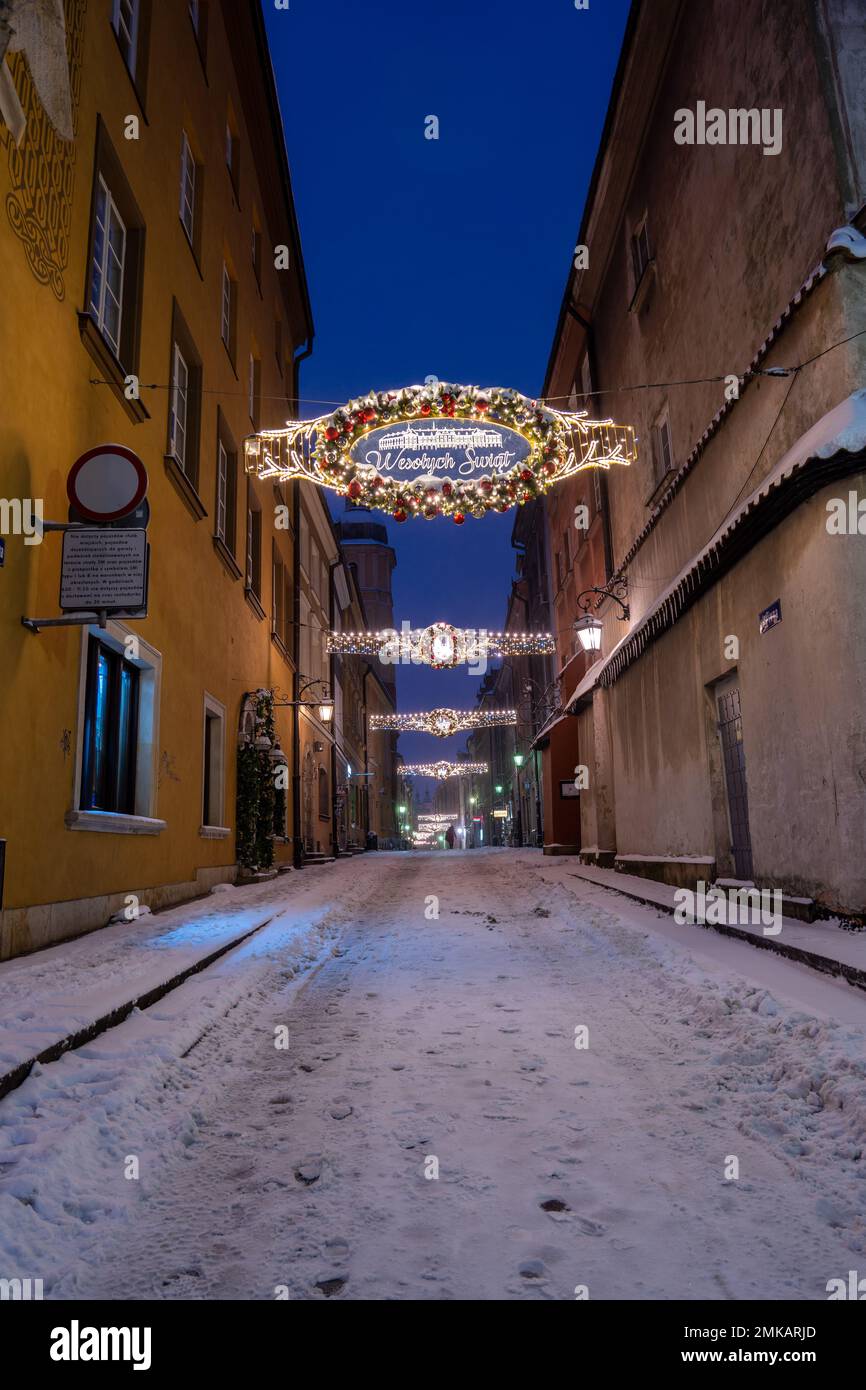 Decorated Streets of Old Town Warshaw during the Holiday Seasons Stock ...