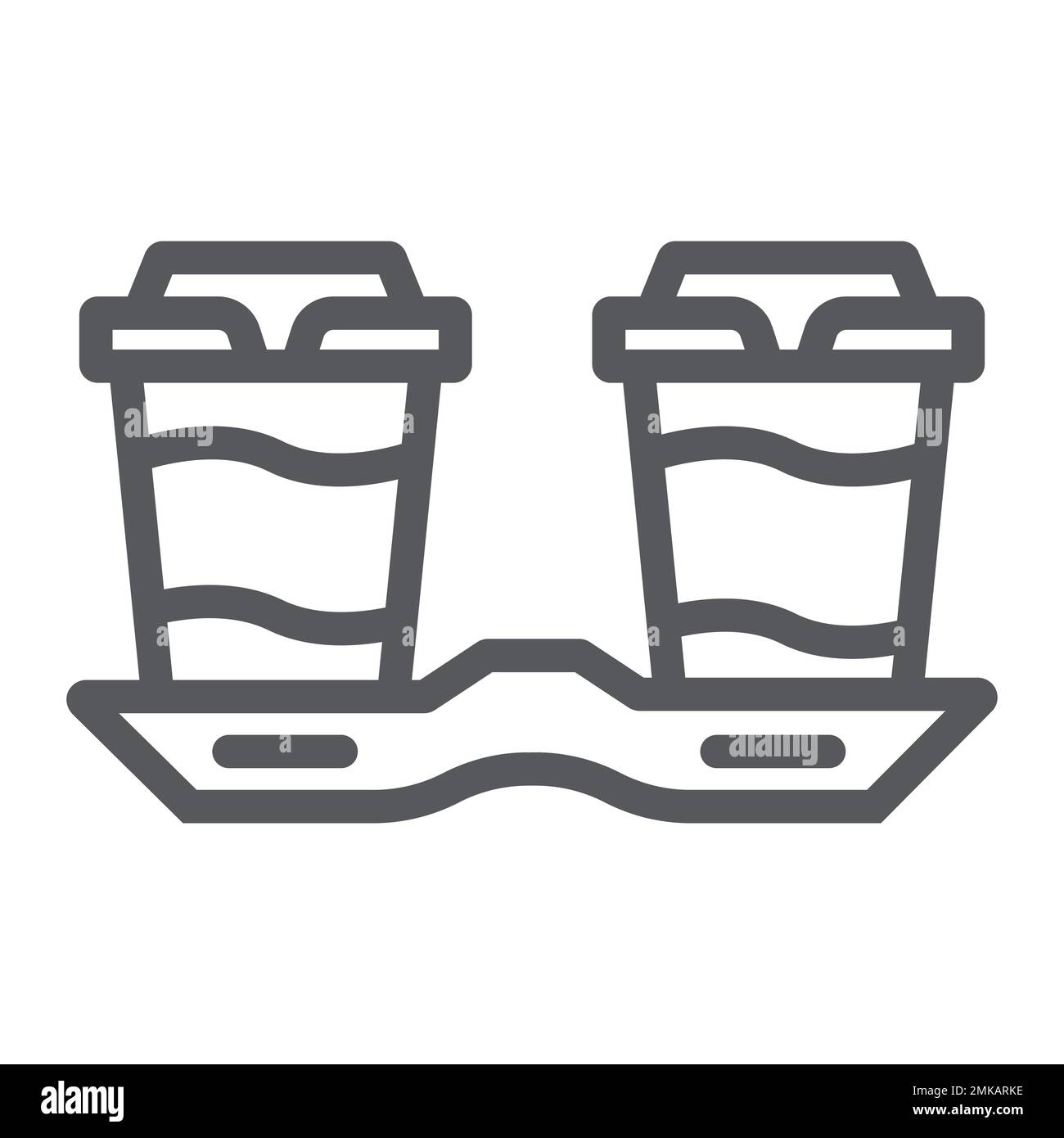 Take away coffee cups line icon, drink and caffeine, coffee tray sign ...