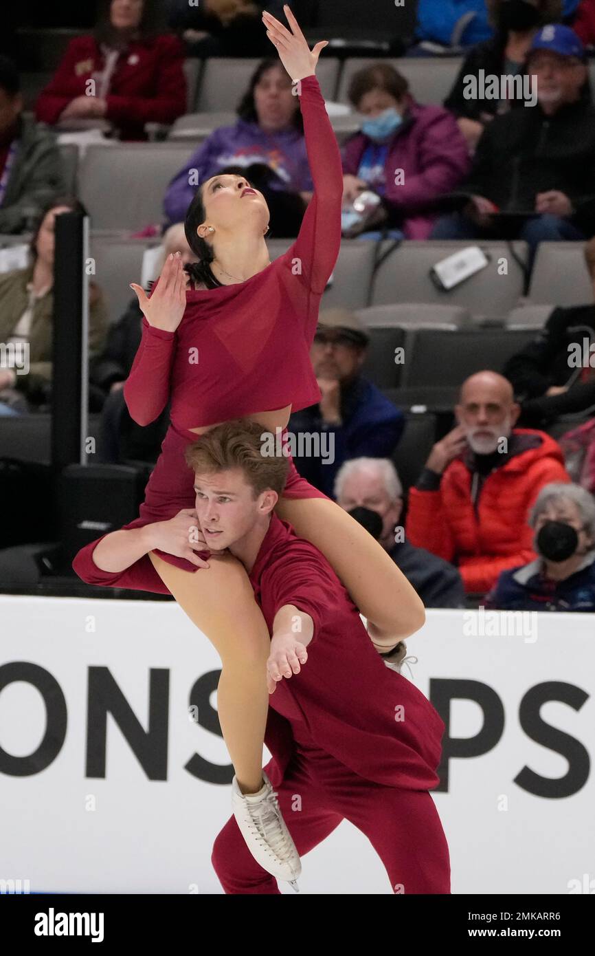 Lorraine McNamara, top, and Anton Spiridonov perform during the free dance at the U.S. figure ...