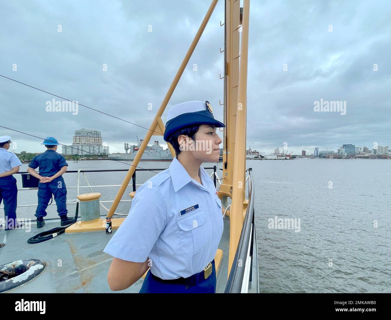 Seaman Apprentice Elena Vergara, a crewmember aboard the 175-foot Coast ...