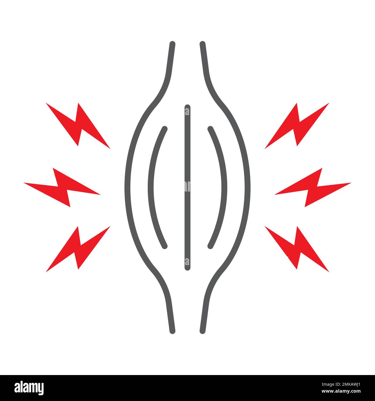 Muscle pain thin line icon, body and sick, muscle ache sign, vector ...