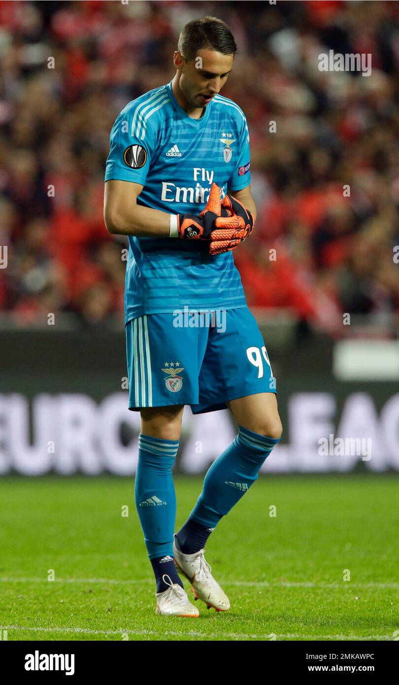 Benfica goalkeeper Odisseas Vlachodimos reacts during the Europa League ...