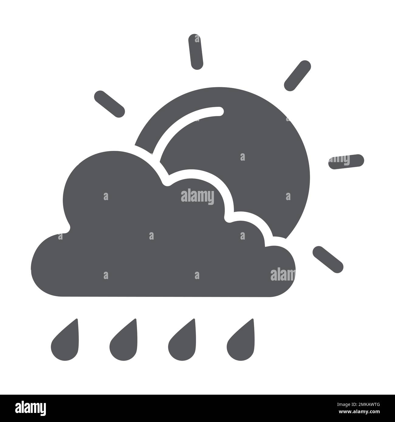 Sun and rain glyph icon, weather and forecast, cloud and sun sign ...