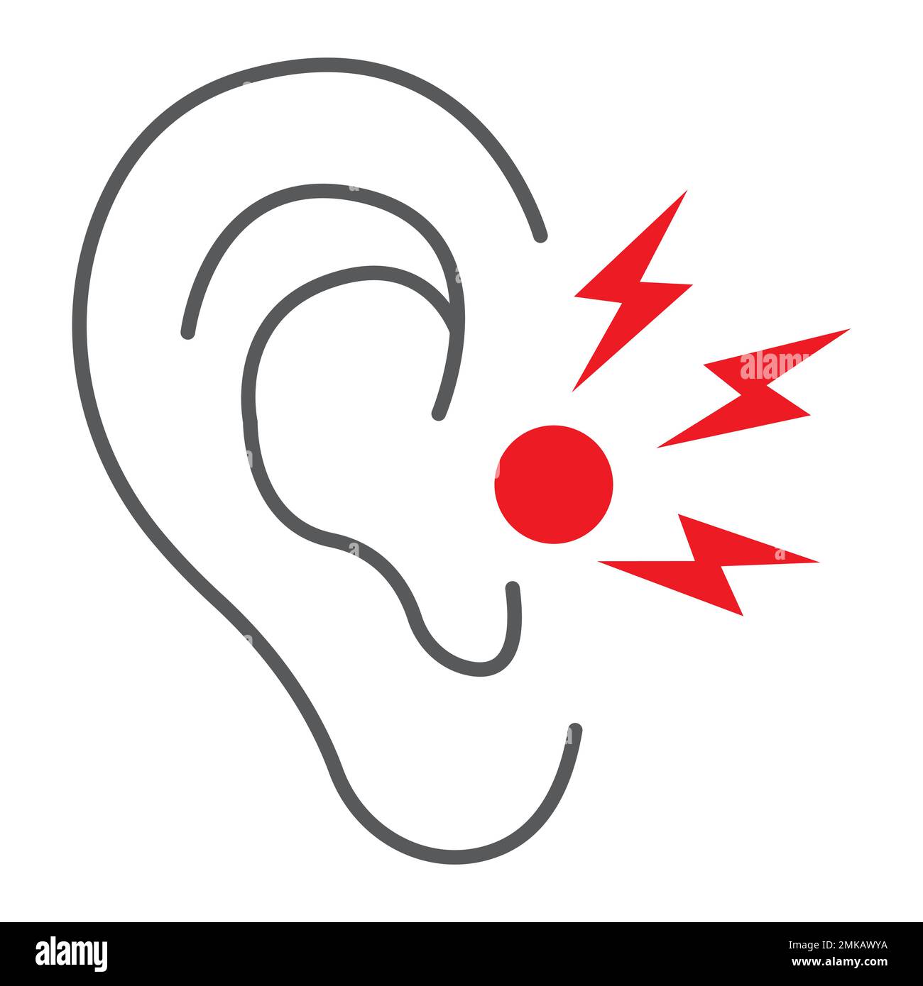 Ear pain thin line icon, body and painful, ear ache sign, vector ...