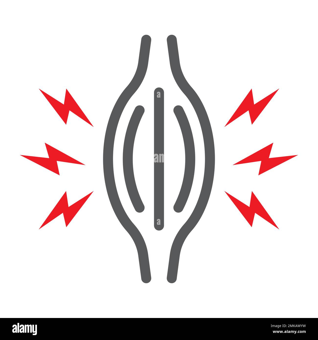 Muscle pain thin line icon, body and sick, muscle ache sign, vector ...